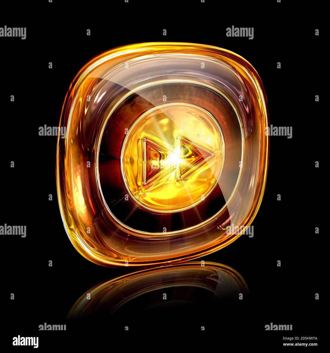 Rewind Forward icon amber, isolated on black background Stock Photo - Alamy