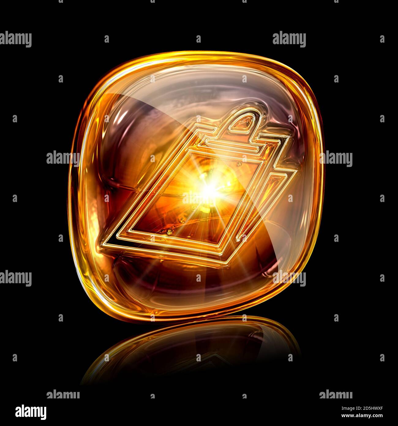 clipboard icon amber, isolated on black background Stock Photo - Alamy