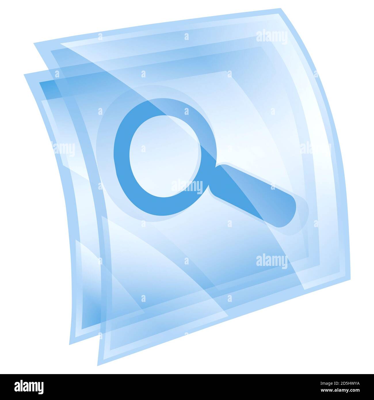 magnifier icon blue square, isolated on white background Stock Photo ...