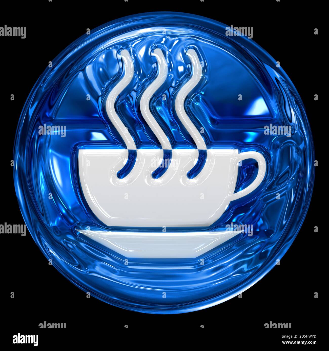 coffee cup icon blue, isolated on black background Stock Photo - Alamy