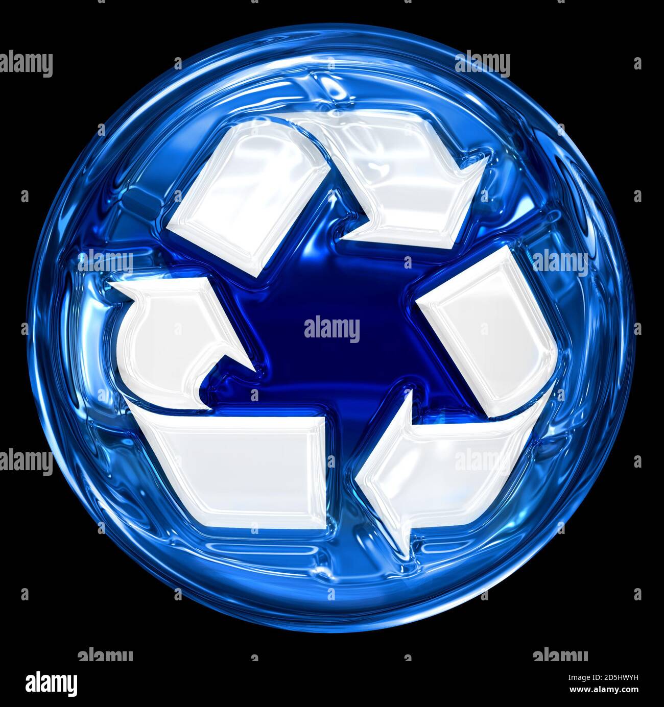 Recycling symbol icon blue, isolated on black background Stock Photo ...