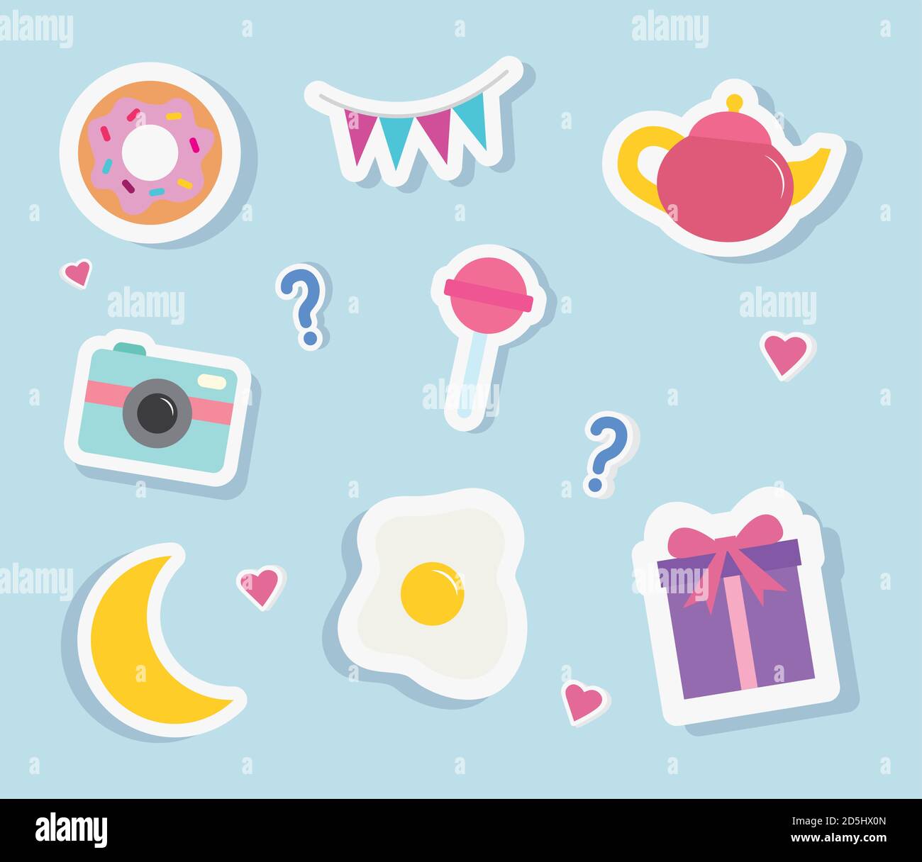 cute stickers flat style collection of icons vector design Stock Vector ...