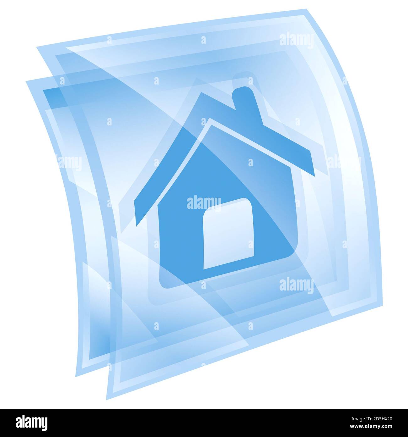 home icon blue square, isolated on white background Stock Photo - Alamy