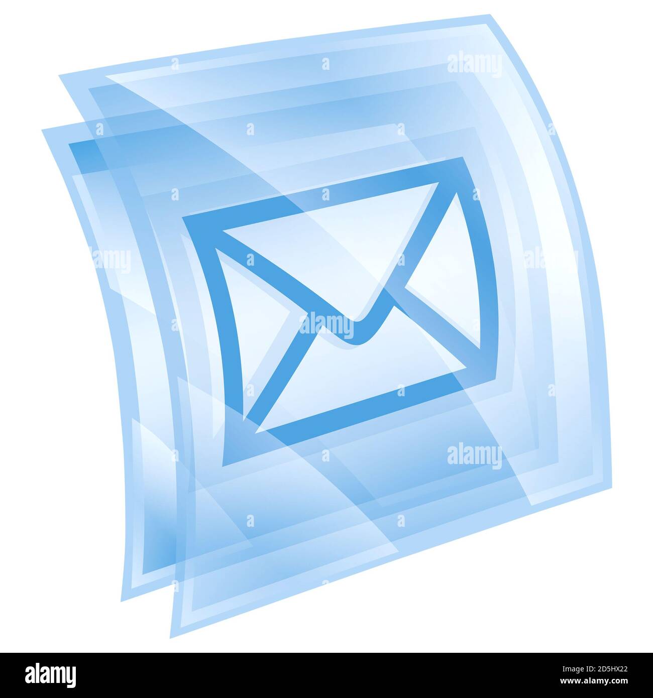 postal envelope icon blue square, isolated on white background Stock ...