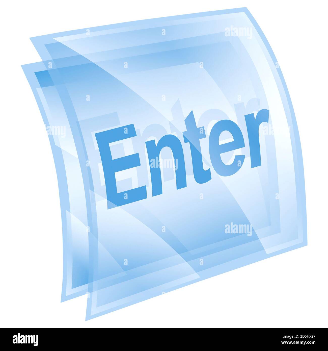 Enter icon blue square, isolated on white background Stock Photo - Alamy