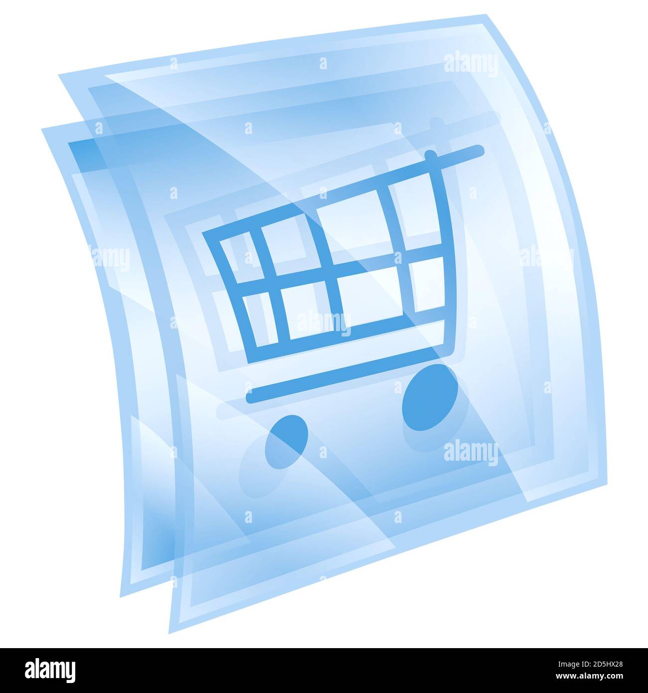 shopping cart icon blue square, isolated on white background Stock ...