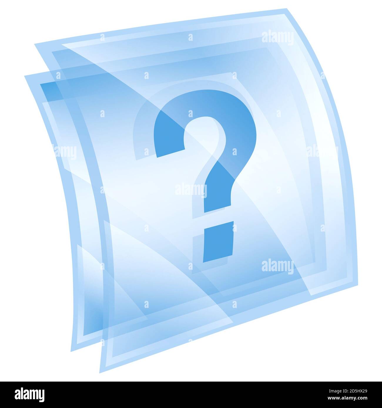 Help icon blue square, isolated on white background Stock Photo - Alamy