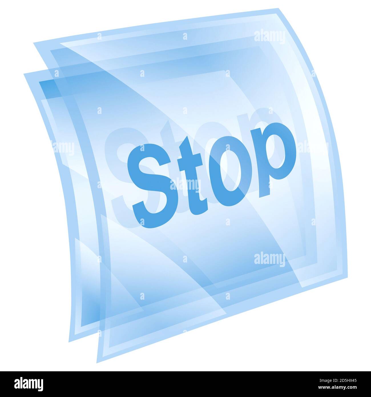 Stop icon blue square, isolated on white background Stock Photo - Alamy