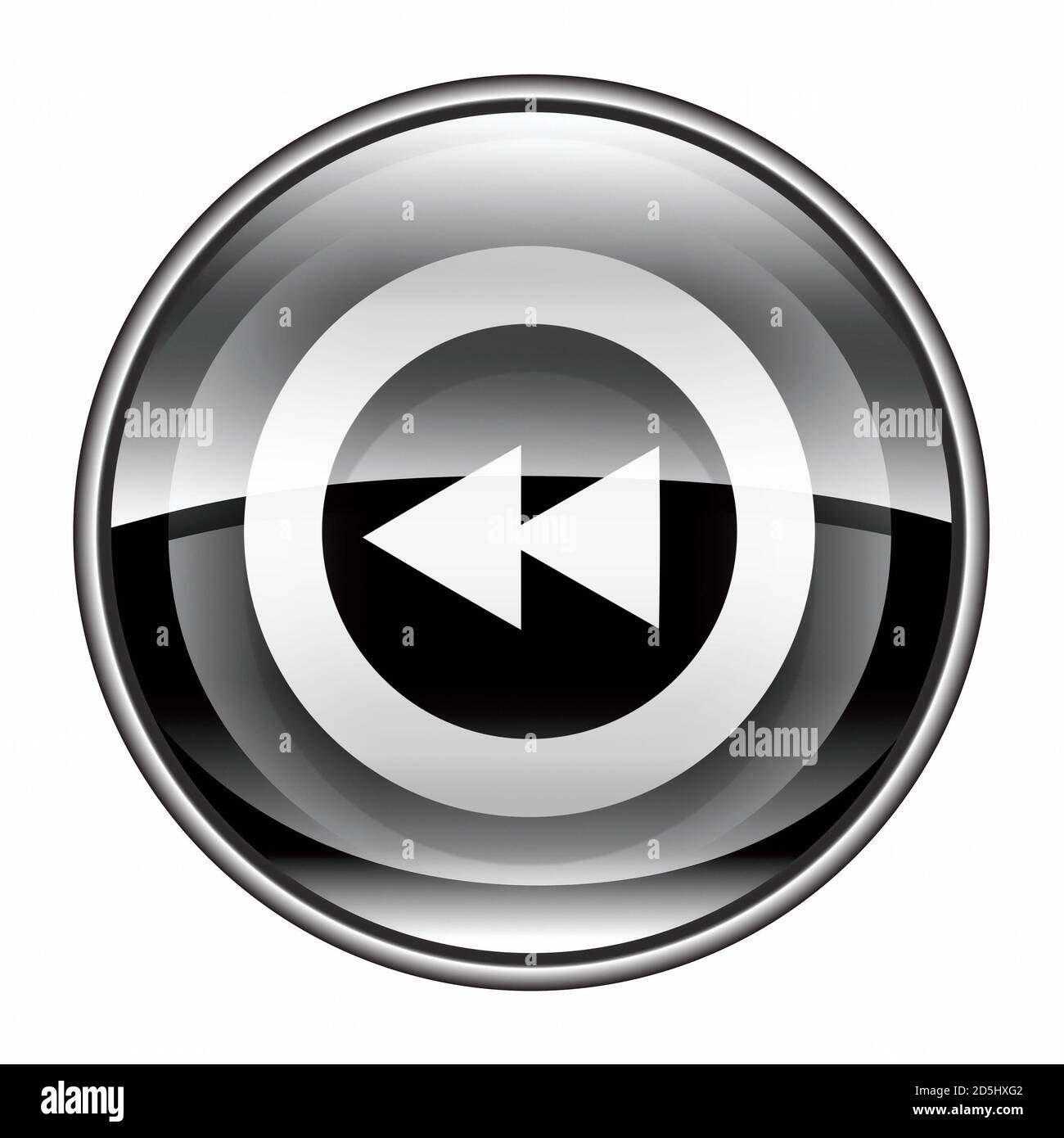 Rewind Back icon black, isolated on white background Stock Photo - Alamy