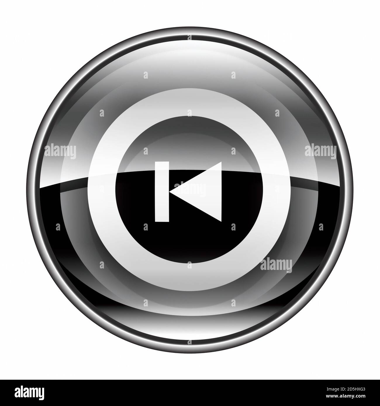 Rewind Back icon black, isolated on white background Stock Photo - Alamy