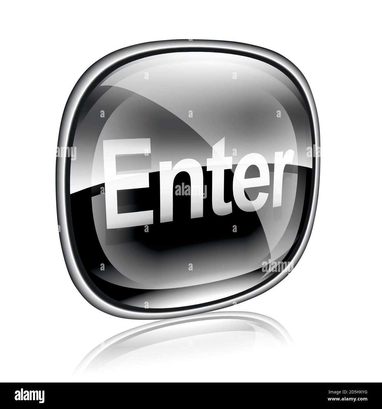 Enter icon black glass, isolated on white background Stock Photo - Alamy