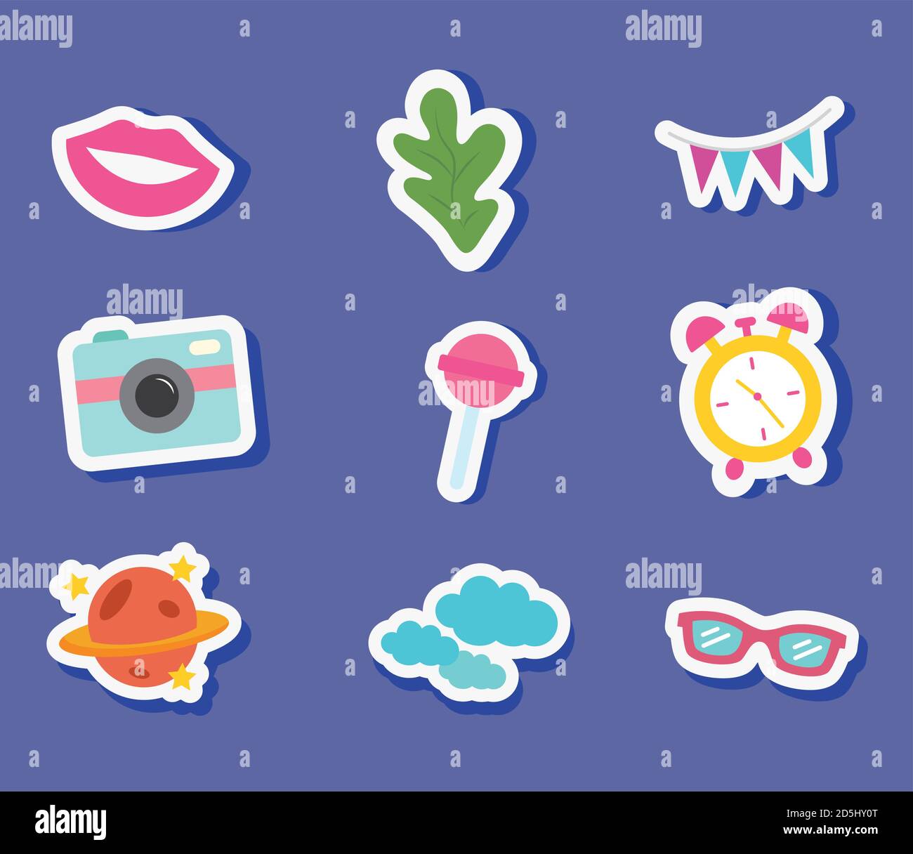 cute stickers flat style set icons vector design Stock Vector Image ...