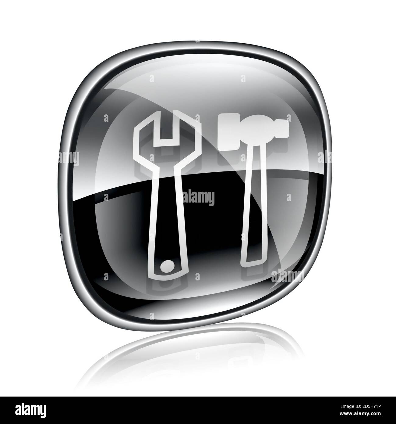 Tools icon black glass, isolated on white background Stock Photo - Alamy