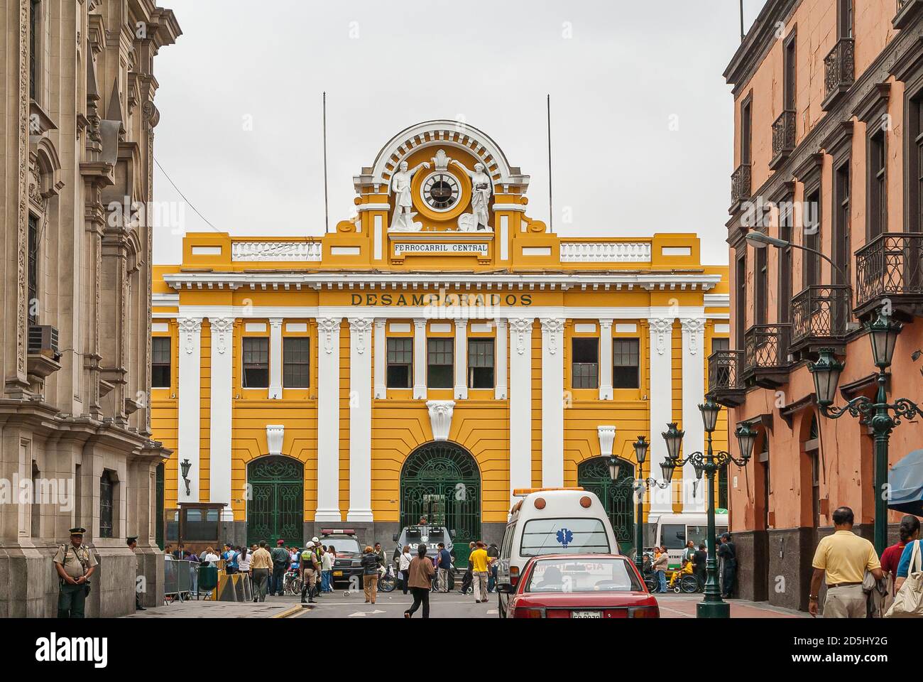 Lima, Peru - December 4, 2008: Yellow and white historic Desamparados ...