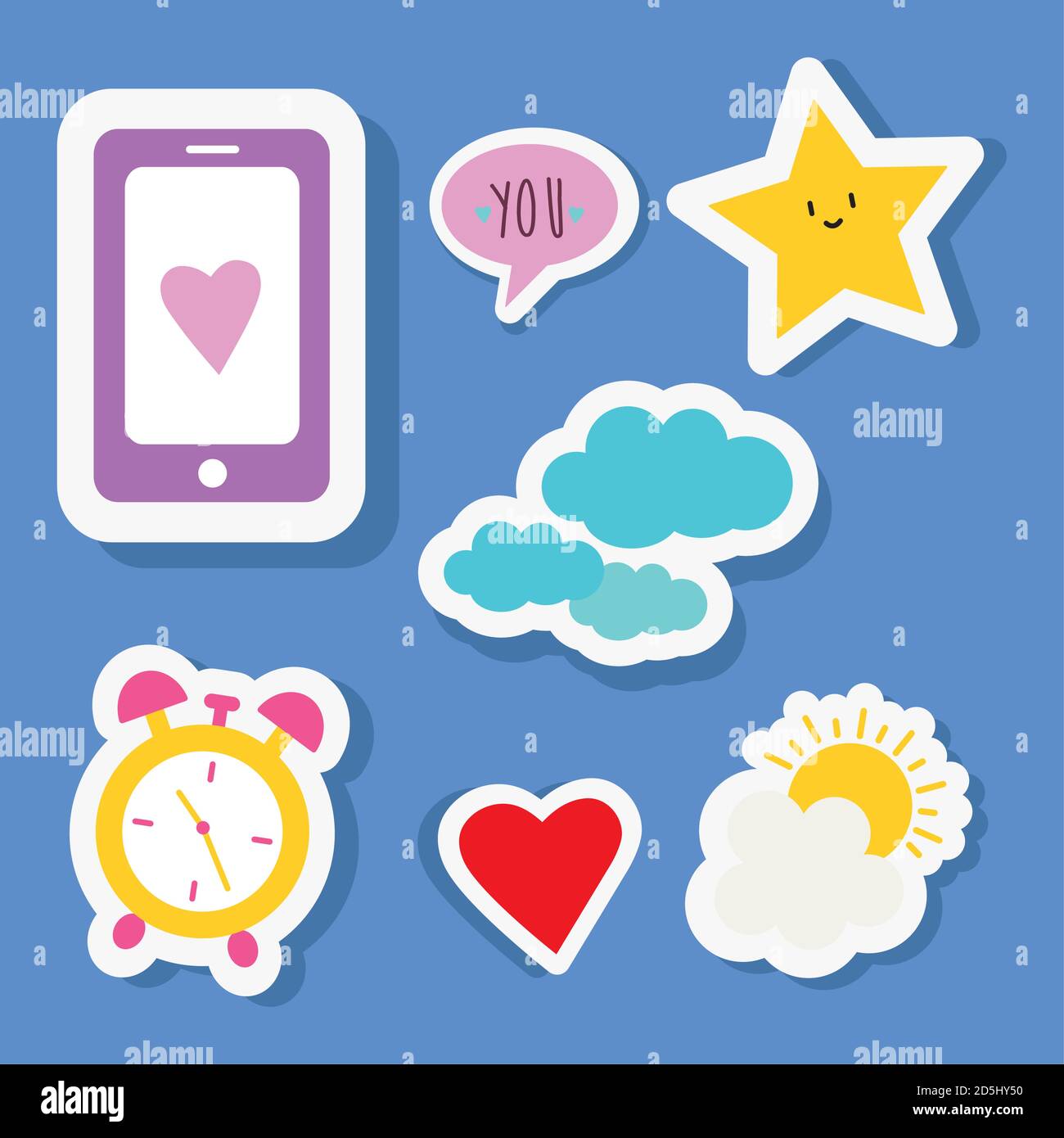cute stickers flat style set of icons vector design Stock Vector Image ...