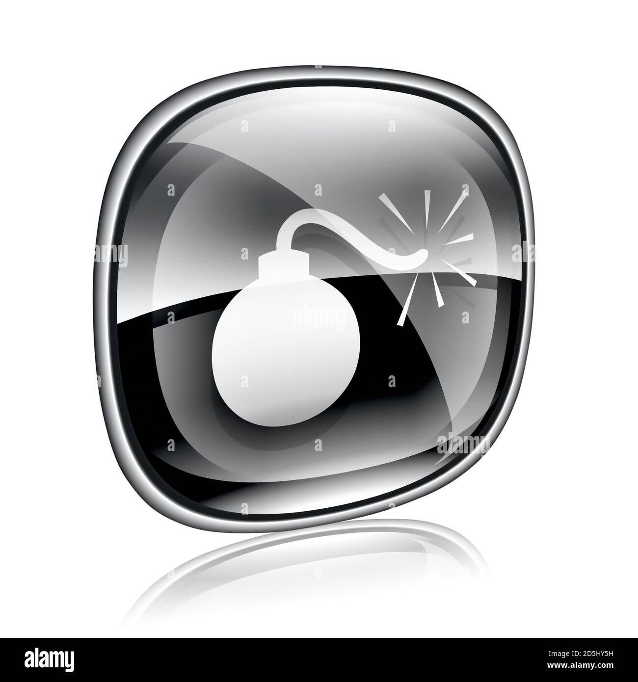 bomb icon black glass, isolated on white background Stock Photo - Alamy