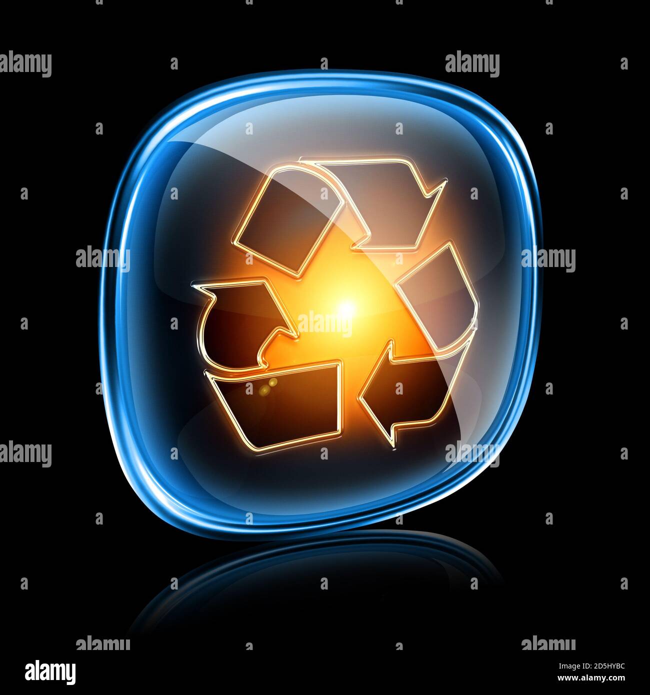 Recycling symbol icon neon, isolated on black background Stock Photo ...