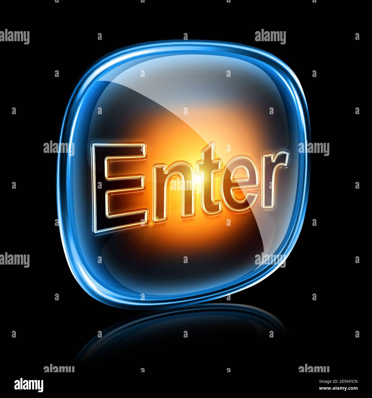 Enter icon neon, isolated on black background Stock Photo - Alamy