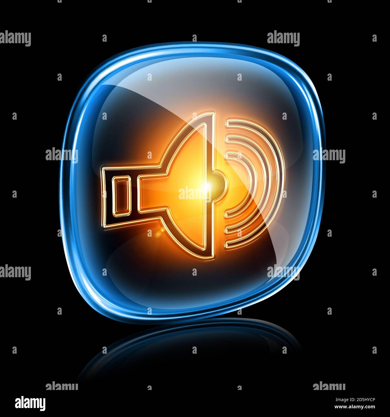 speaker icon neon, isolated on black background Stock Photo - Alamy