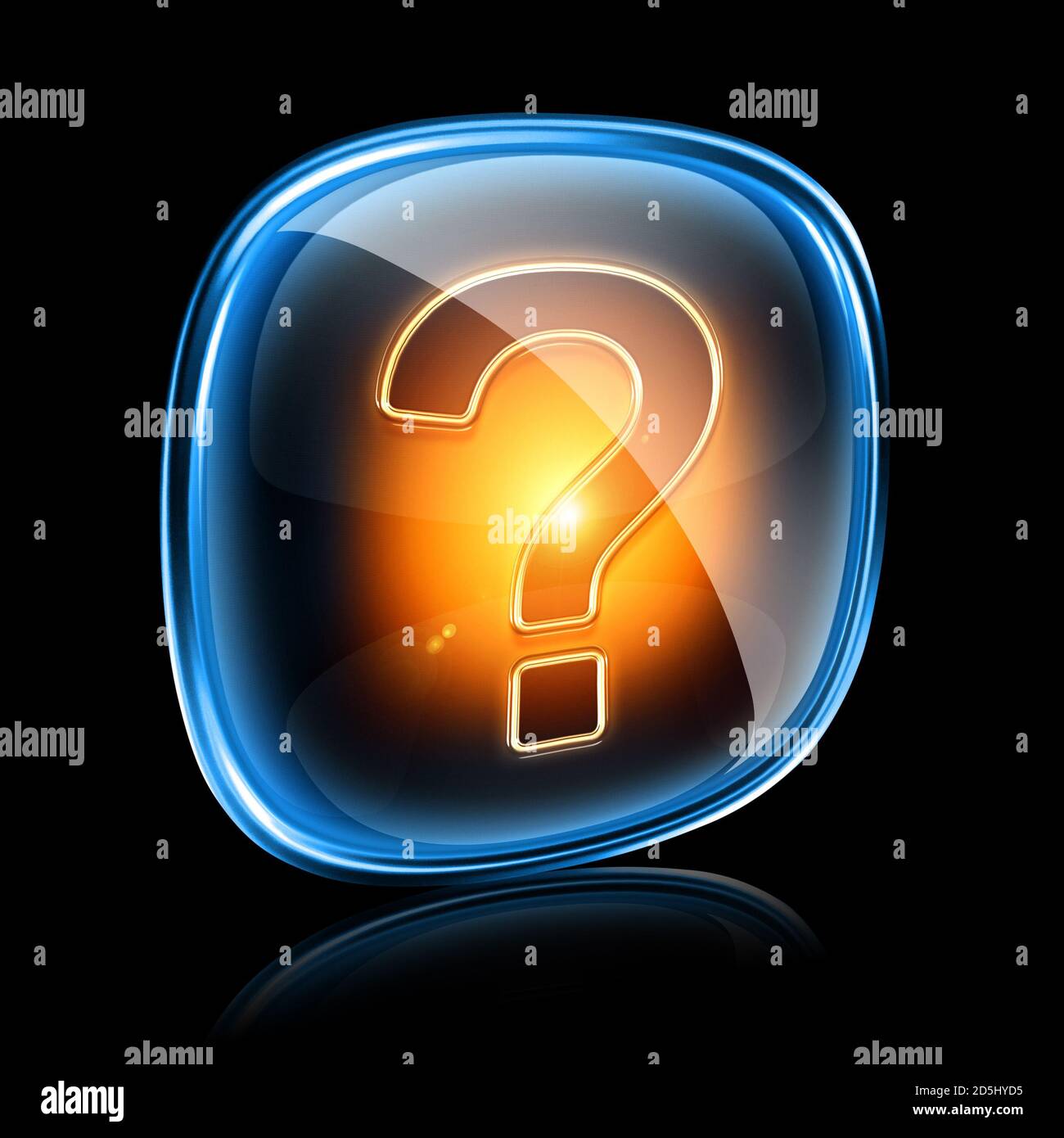 Help icon neon, isolated on black background Stock Photo - Alamy