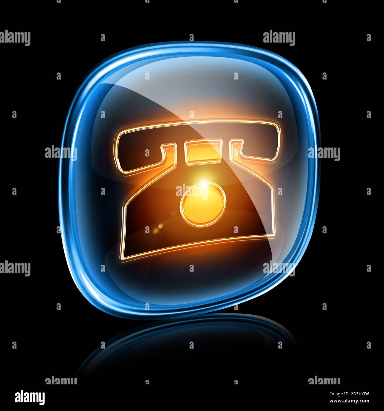 phone icon neon, isolated on black background Stock Photo - Alamy