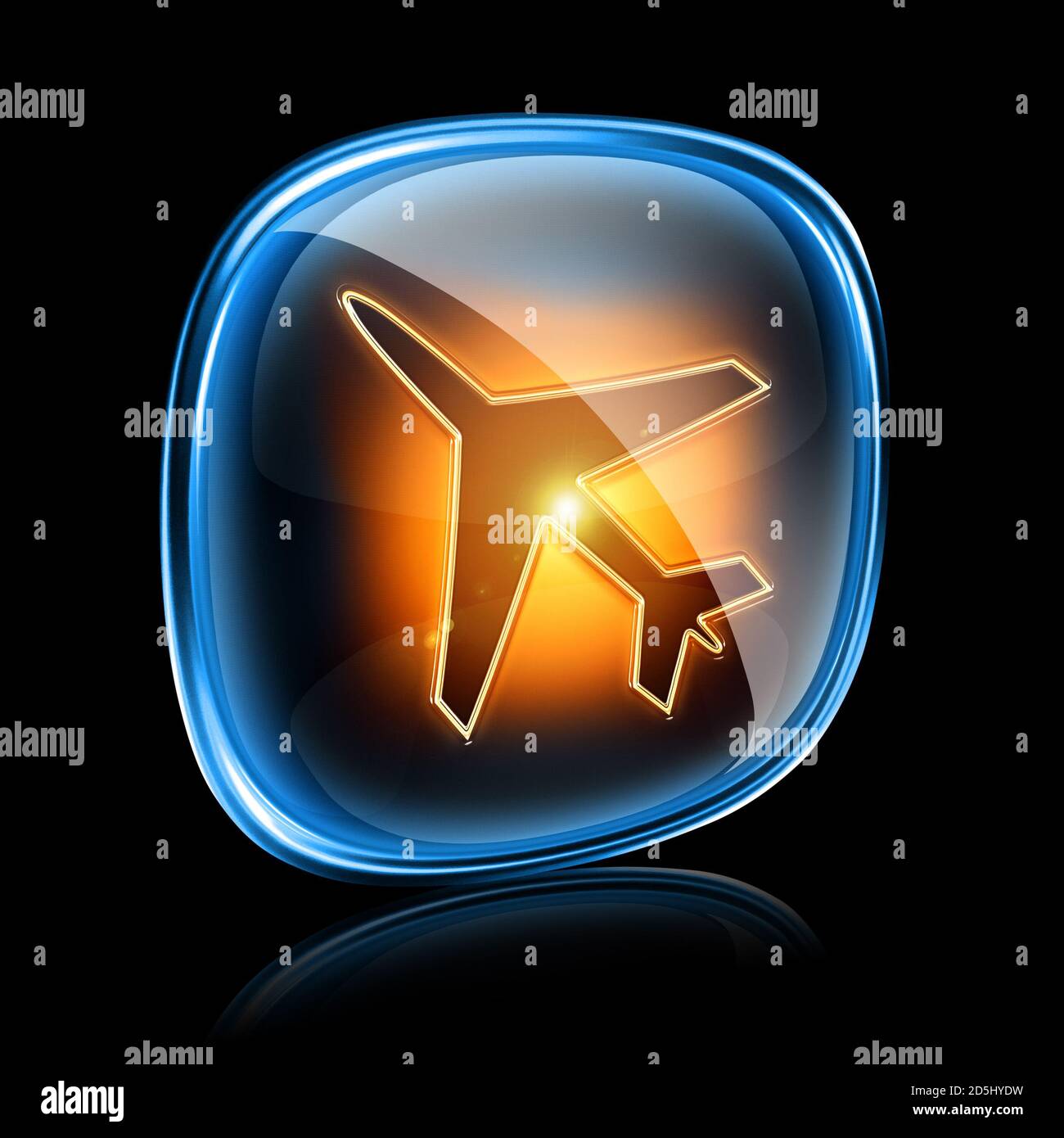 Airplane icon neon, isolated on black background Stock Photo - Alamy