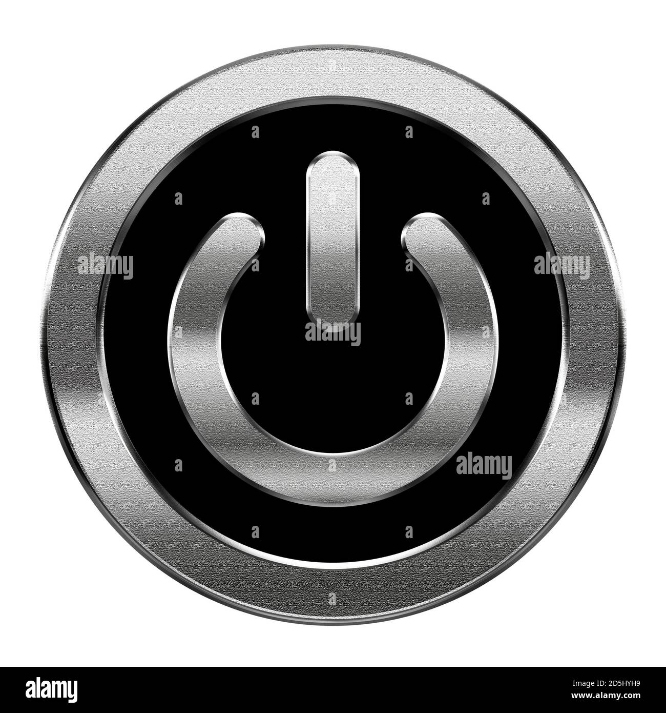 Power icon silver, isolated on white background Stock Photo - Alamy