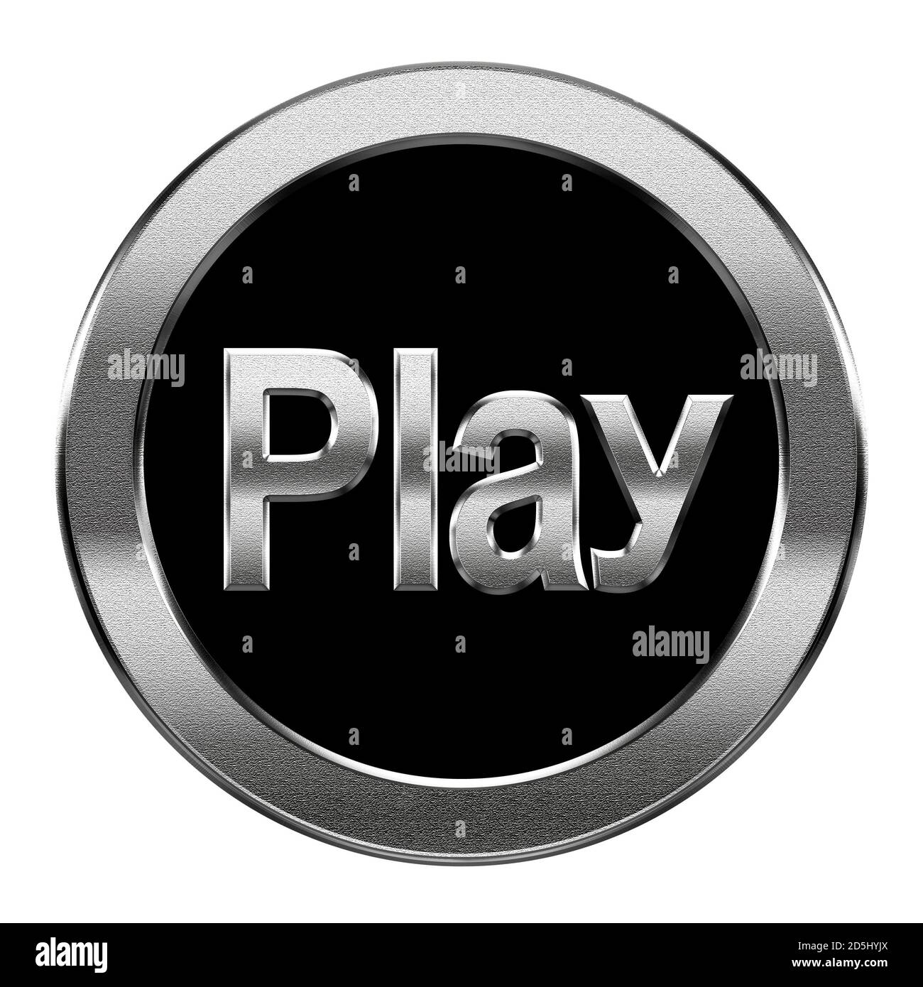 Play icon silver, isolated on white background Stock Photo - Alamy