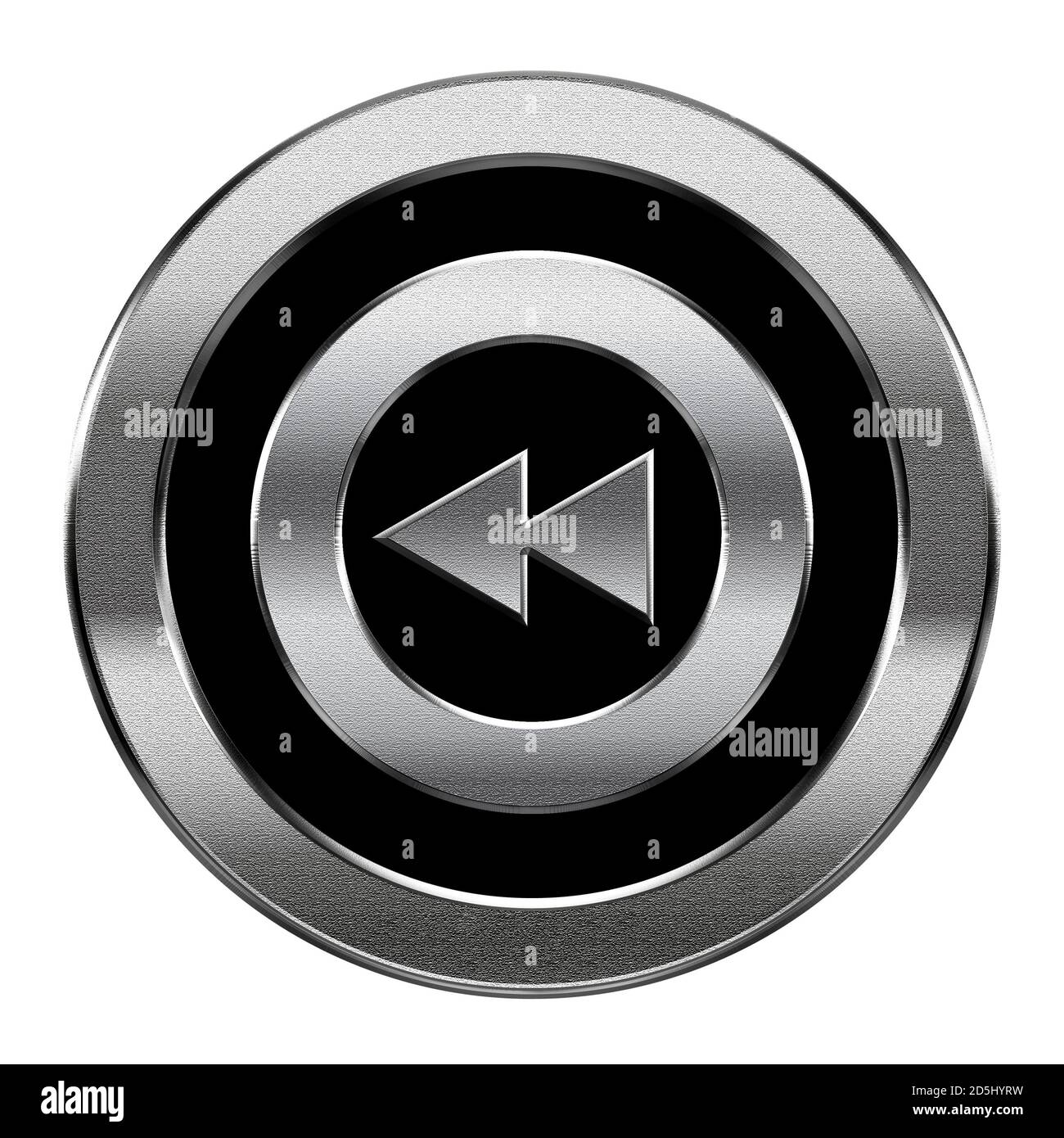 Rewind Back icon silver, isolated on white background Stock Photo - Alamy