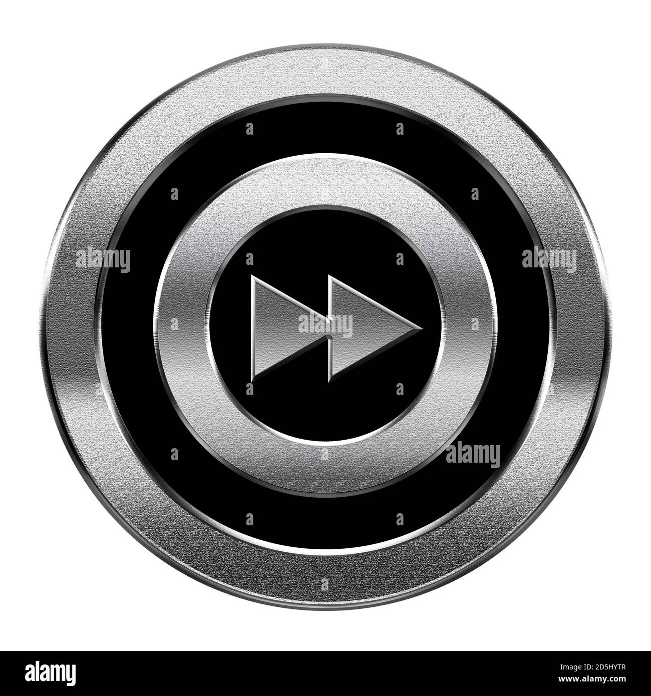 Rewind Forward icon silver, isolated on white background Stock Photo ...