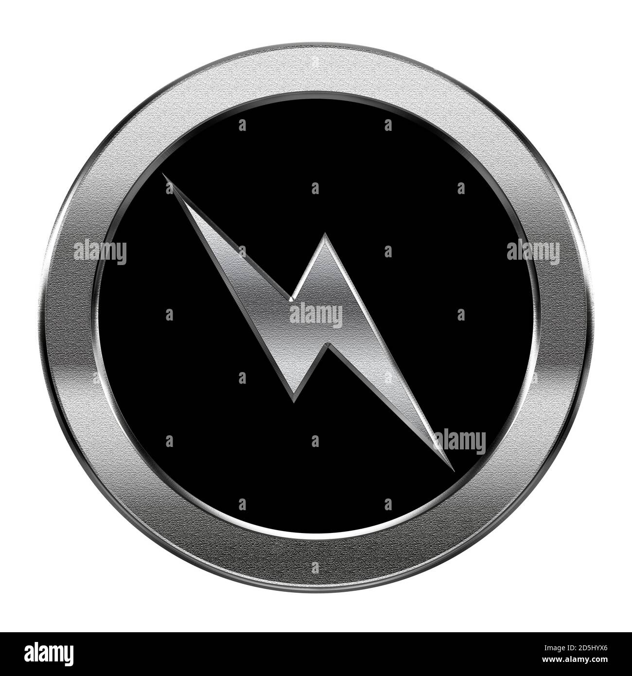 Lightning icon silver, isolated on white background Stock Photo - Alamy