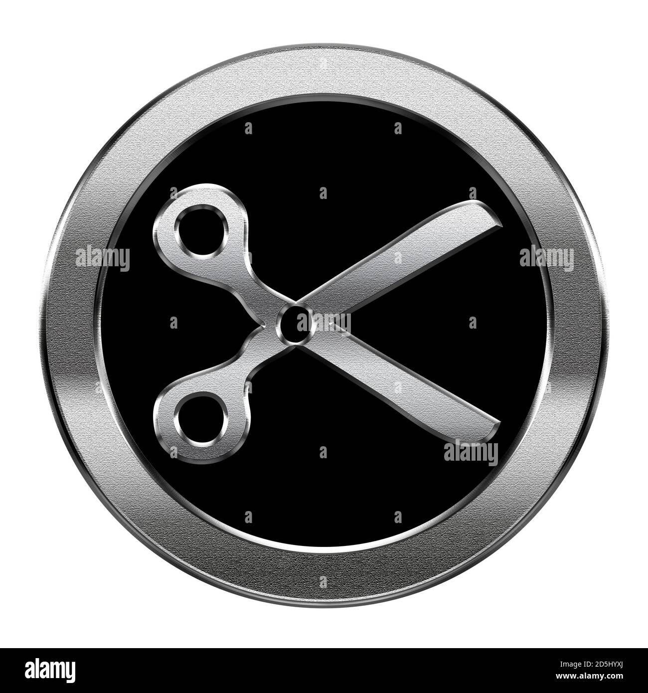 scissors icon silver, isolated on white background Stock Photo - Alamy