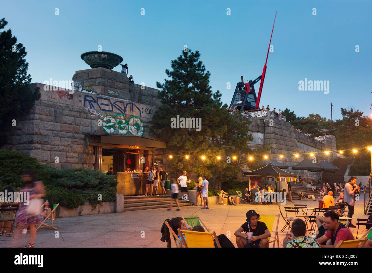Praha: Metronome in Letna Park, overlooking the Vltava River and the ...
