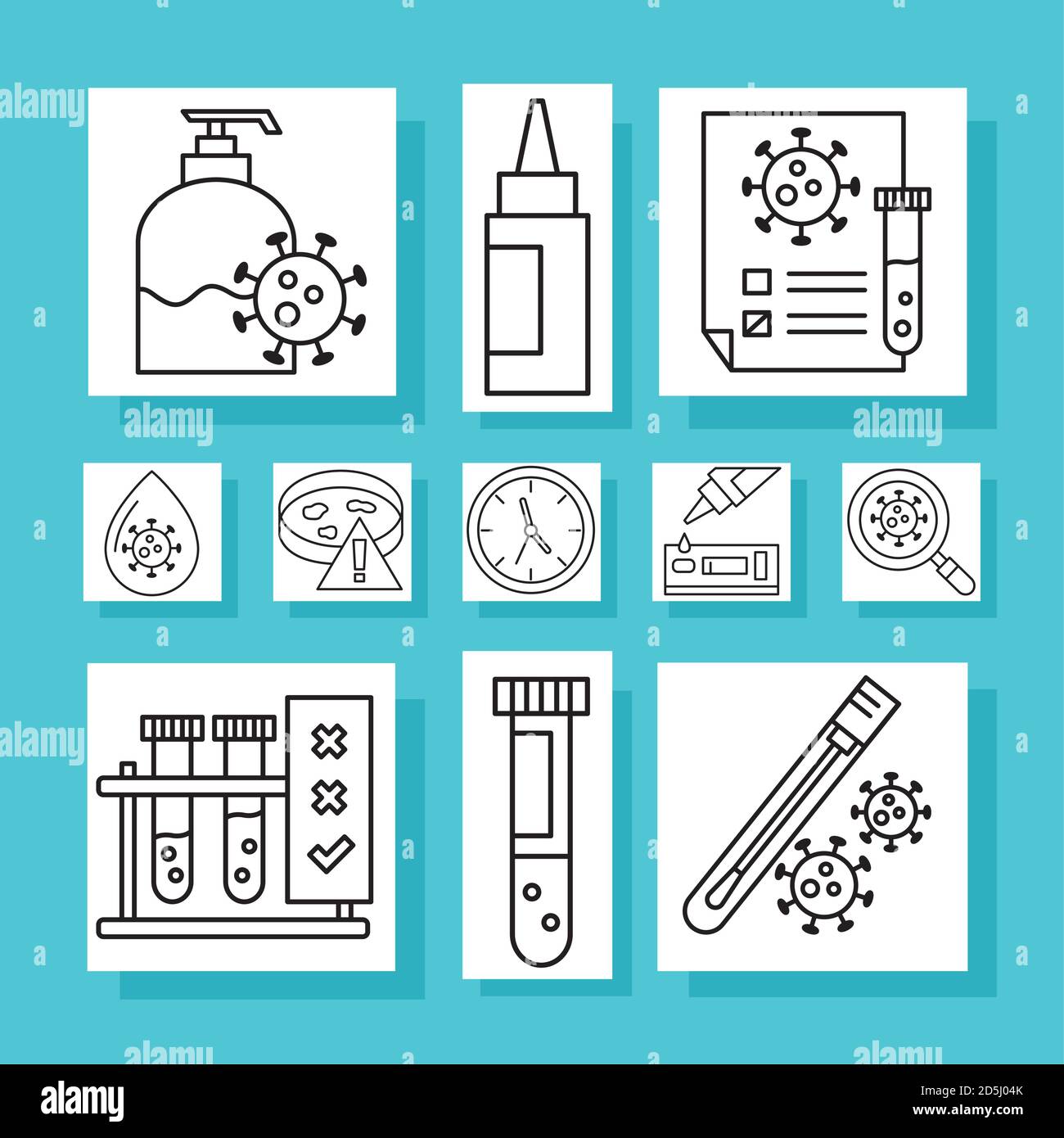 covid 19 virus test line style set icons vector design Stock Vector ...