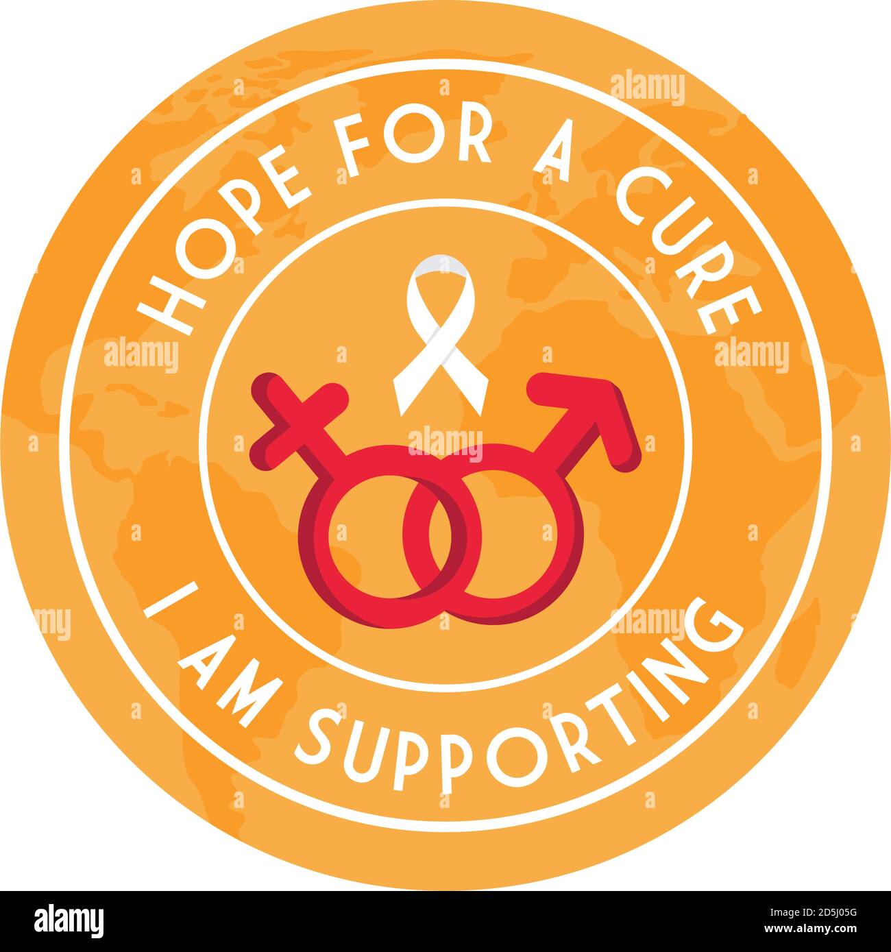 Hope for a cure world aids day with ribbon female and male gender in ...