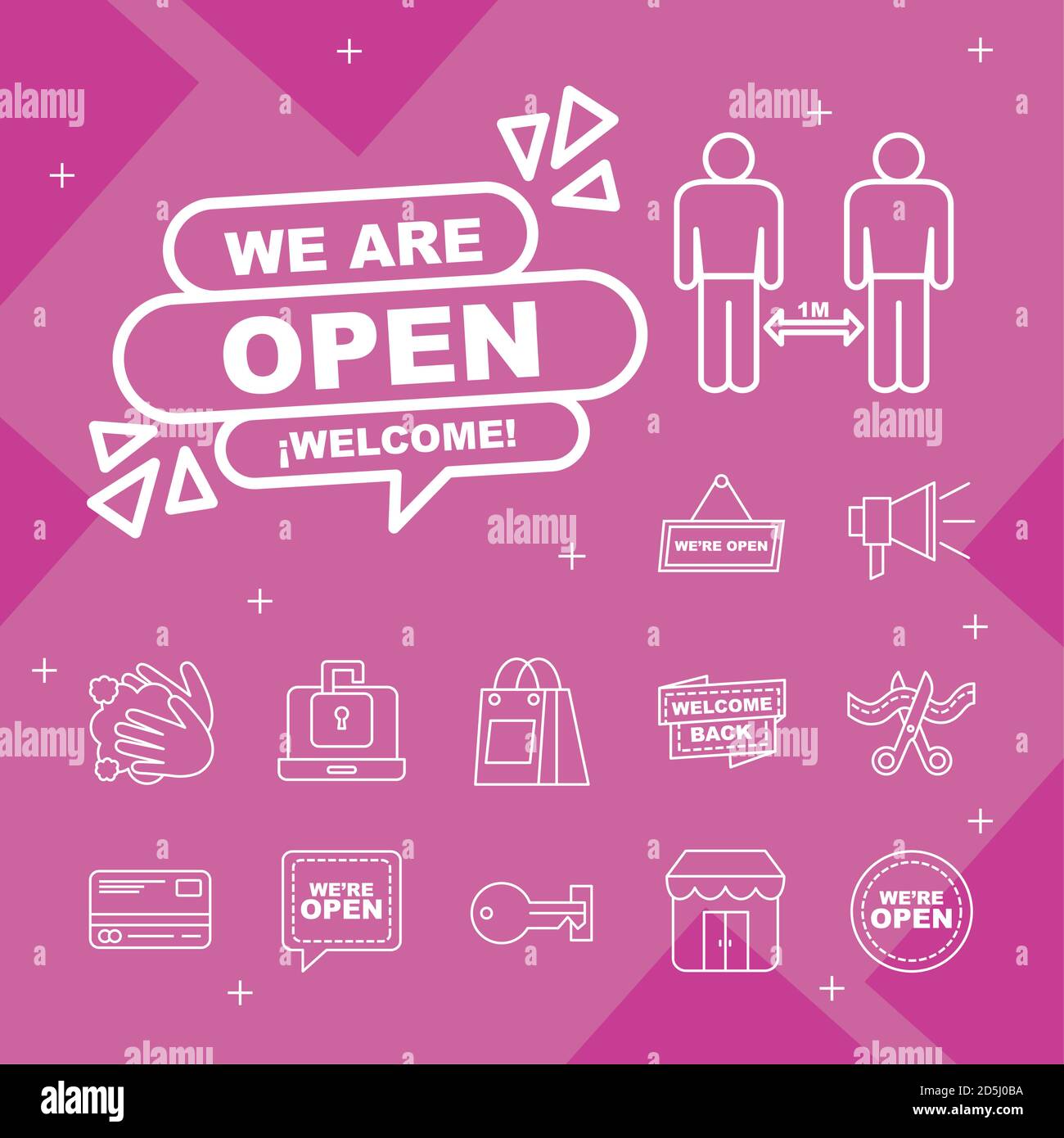 we are open line style icon collection vector design Stock Vector Image ...