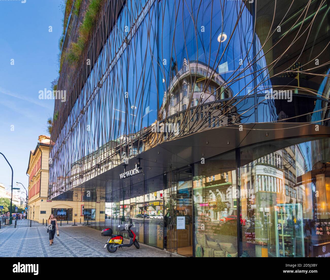 Praha: modern office building in street Narodni in Nove Mesto, New Town ...