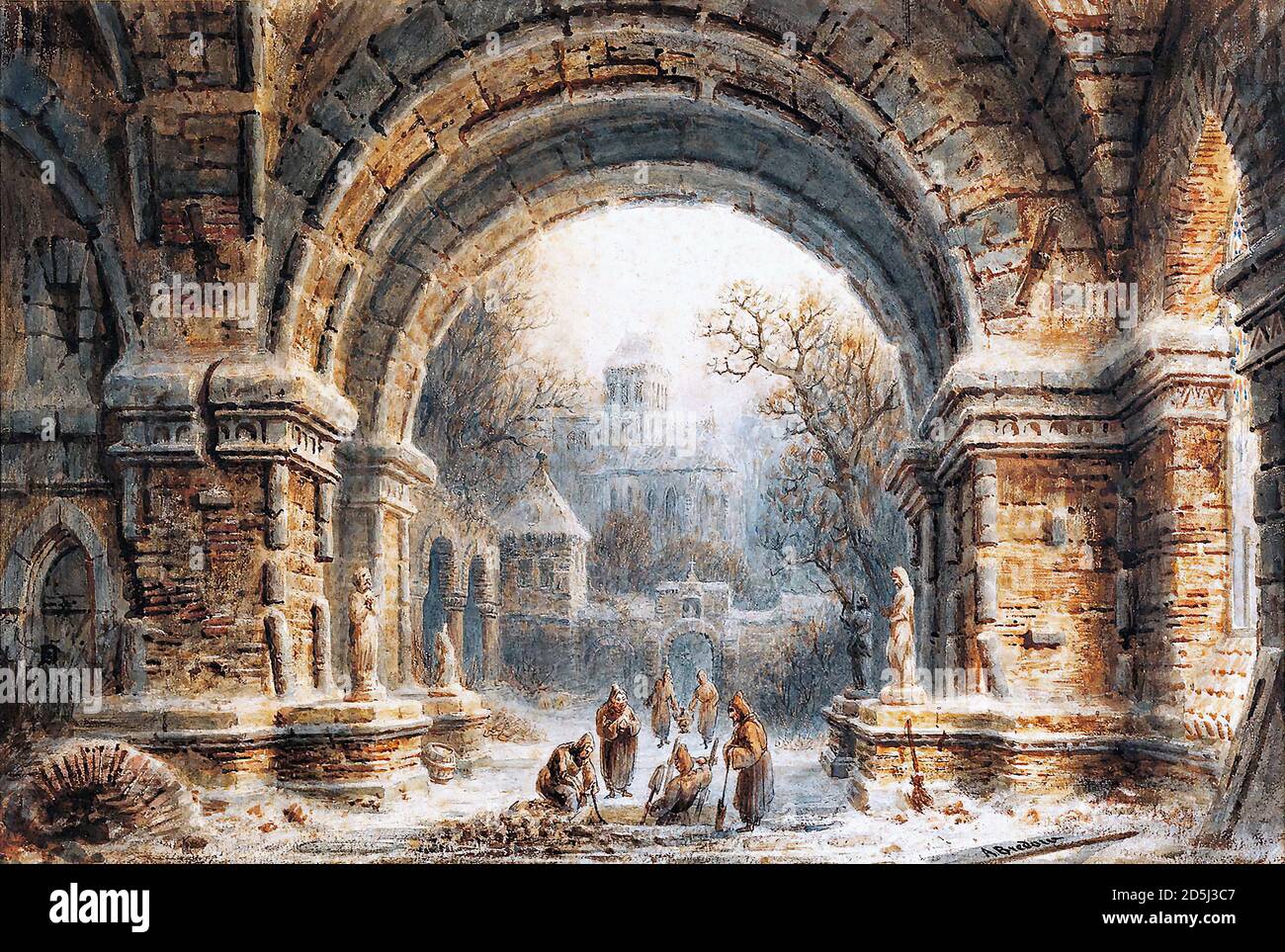 Bredow Albert - Klosterhof IM Schnee 1 - Russian School - 19th Century ...