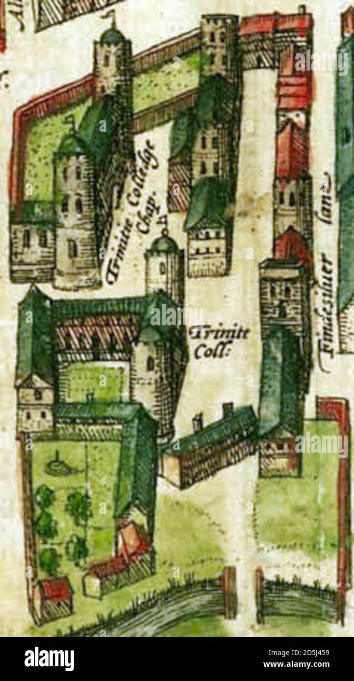 1575 map showing the King's Hall Stock Photo - Alamy