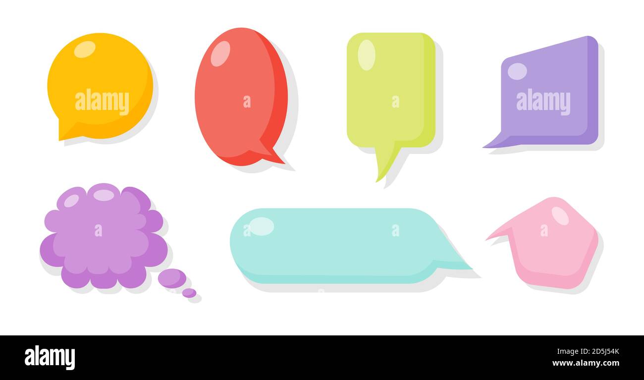 Colored comic speech soap bubble set. Cartoon empty text box clouds ...
