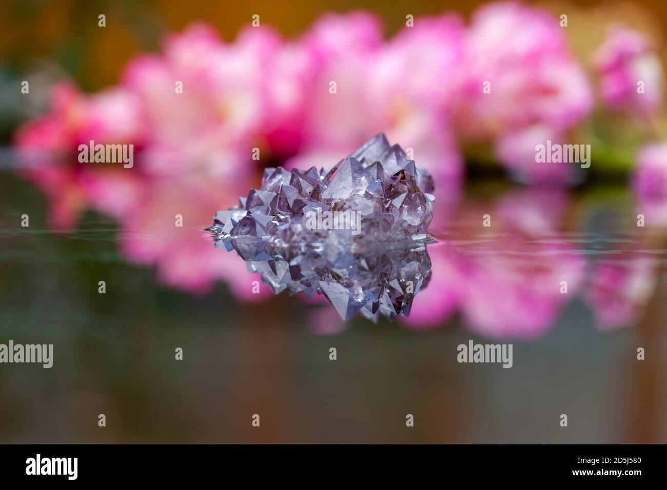 A purple Amethyst crystal mineral specimen in water,with a beautiful ...
