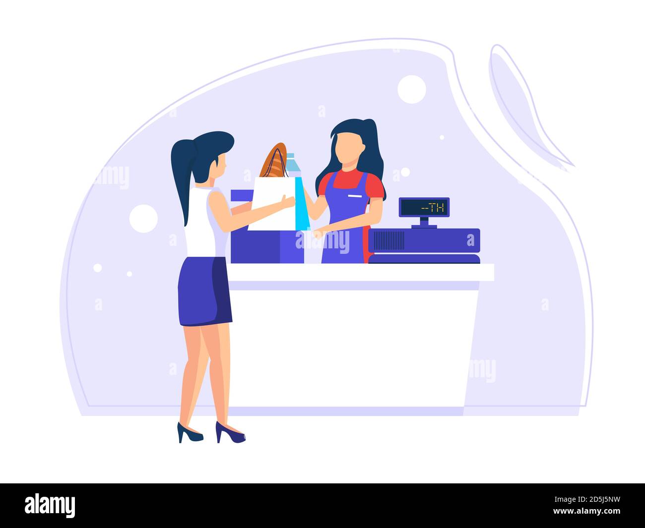 Checkout counter line queue customer cashier Stock Vector Images - Alamy