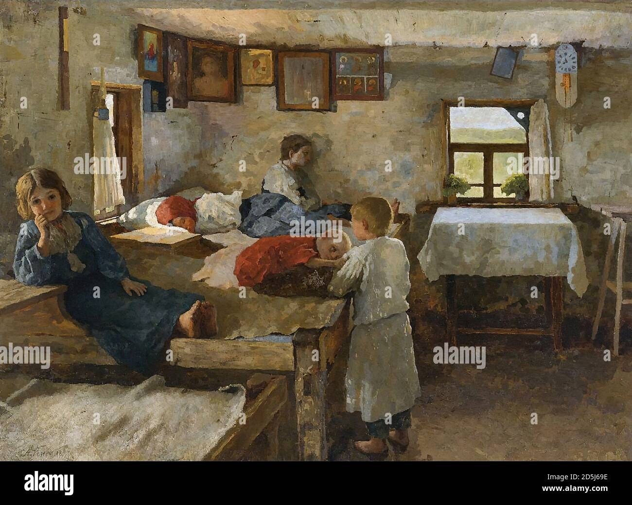 Kiselev Aleksander - a Drowsy Morning - Russian School - 19th Century ...