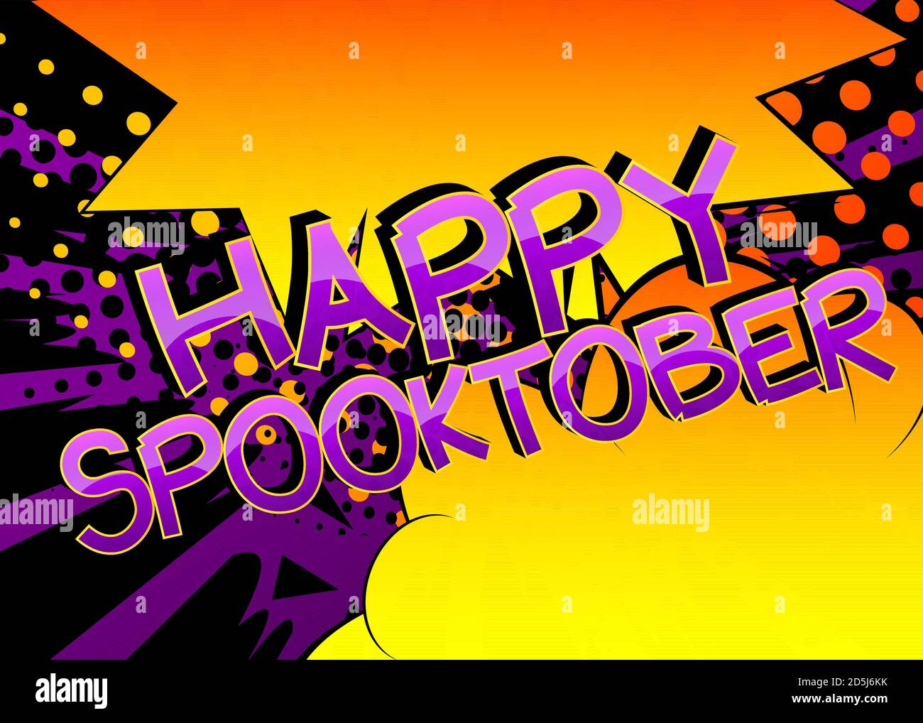 Happy Spooktober Comic book style cartoon words on abstract colorful ...