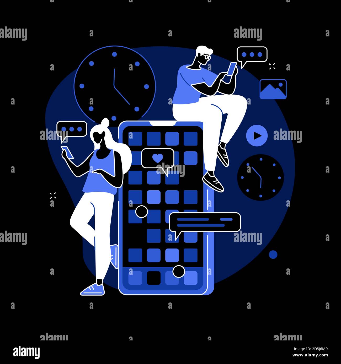 Smartphone addiction abstract concept vector illustration Stock Vector ...