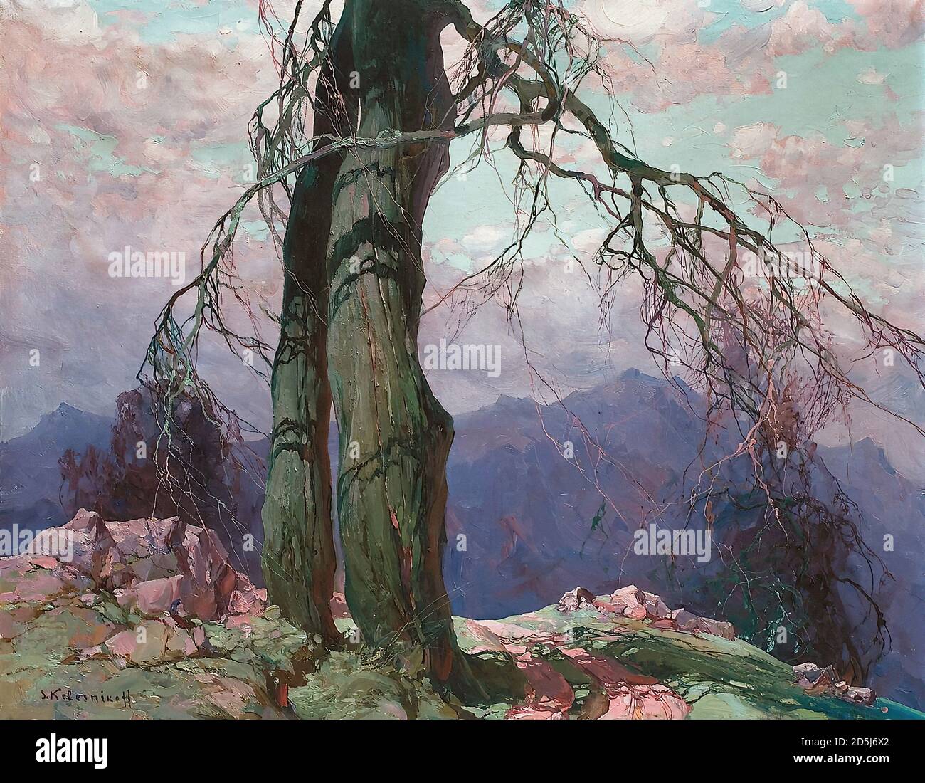 Kolesnikov Stepan Fedorovich - the Lone Tree - Russian School - 19th ...