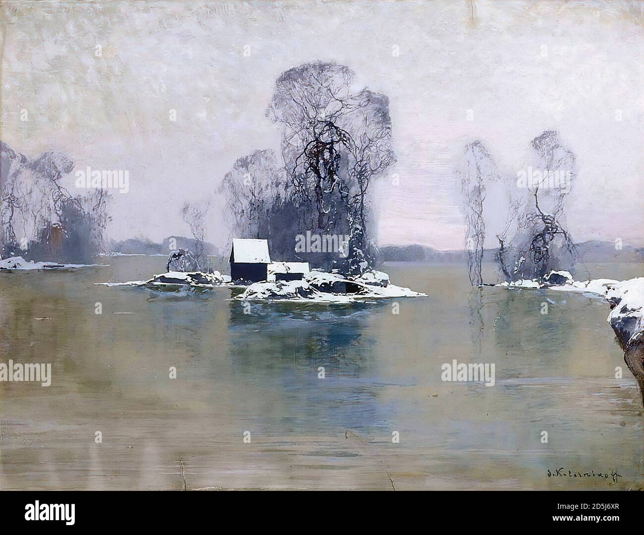 Kolesnikov Stepan Fedorovich - Winter Landscape with a River - Russian ...