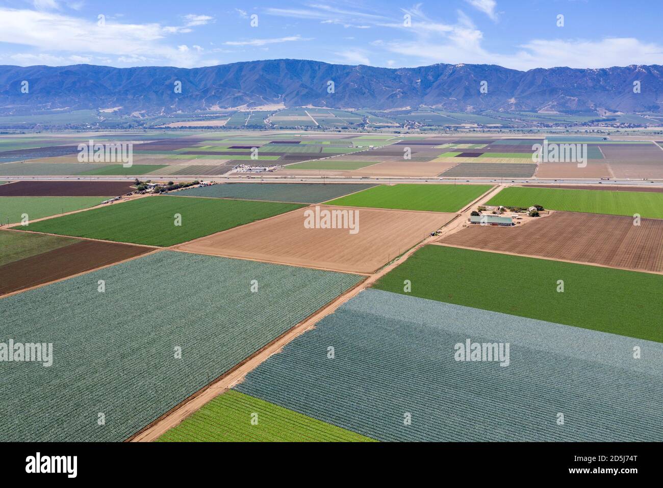 Aerial views looking over the rich agricultural landscape of the ...