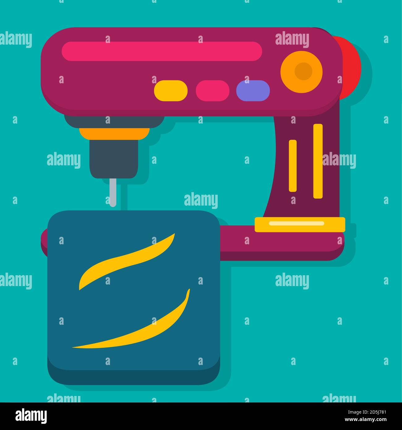 sewing machine vector illustration in flat style Stock Vector Image ...