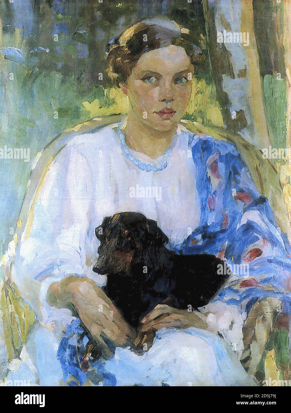 Murashko Oleksandr - Girl with a Dog 3 - Russian School - 19th Century ...
